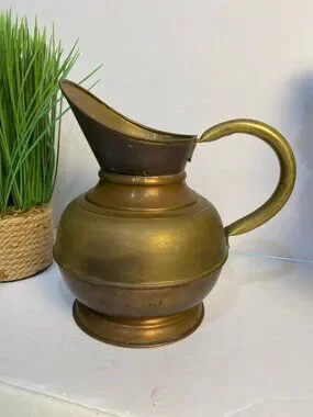 Source Unknown | Accents | Vintage Solid Brass Copper Pitcher Home ...